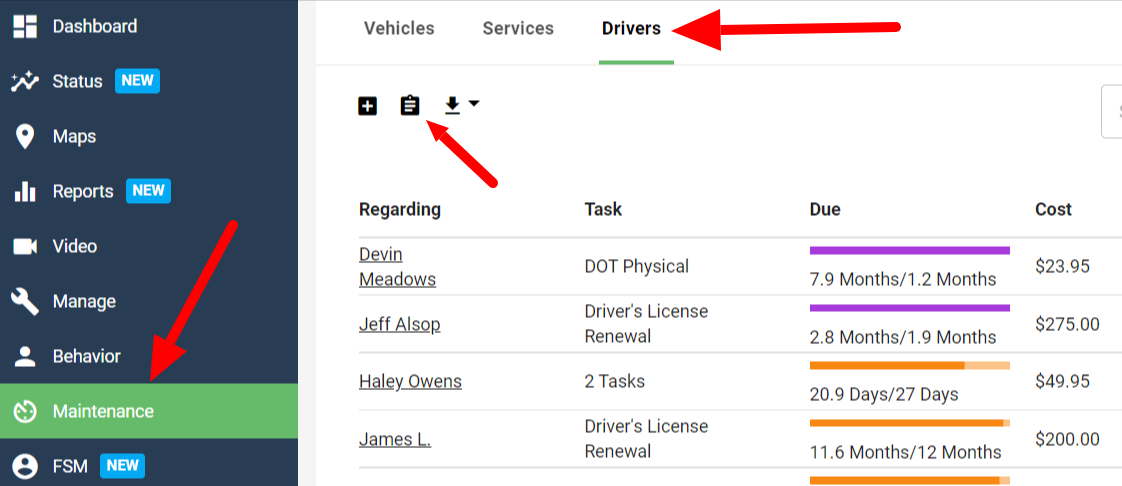 Maintenance: Drivers – GPSTrackit Support