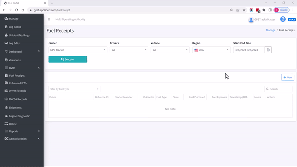 ELD Management: Fuel Receipts – GPSTrackit Support