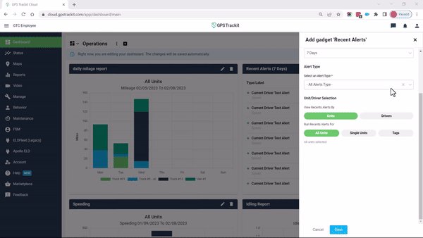 Dashboard – GPSTrackit Support