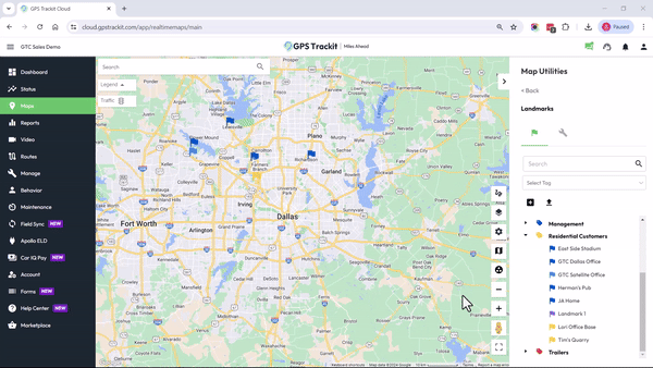 Landmarks: Map Options – GPSTrackit Support