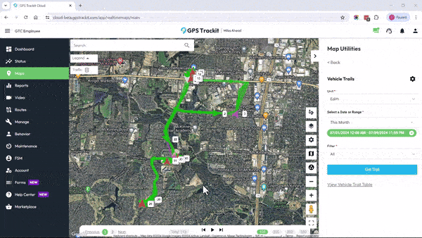 Maps: Vehicle Trails – GPSTrackit Support