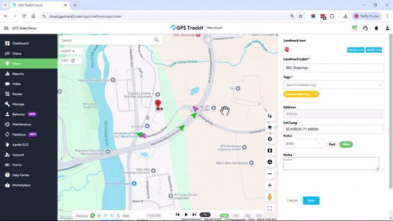 Maps: Vehicle Trails – GPSTrackit Support