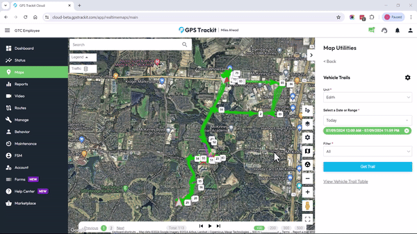 Maps: Vehicle Trails – GPSTrackit Support