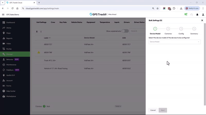 VidFleet Cameras: Camera Management – GPSTrackit Support