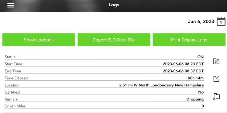 Aplicación ELD para Conductores iOS: Revisar y Editar Registros – GPSTrackit Support