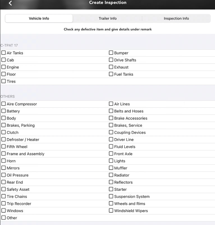 Aplicación ELD para Conductores iOS: Informes de Inspección – GPSTrackit Support