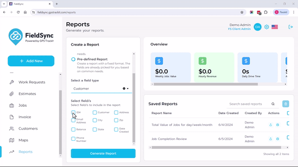 FieldSync: Informes – GPSTrackit Support